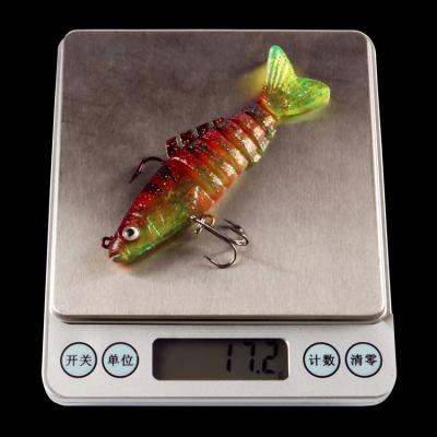 중국 3색 9CM/17g 6#Hooks 3D 눈 플라스틱 부드러운 먹잇감 풀 수영 계층 다목 낚시 먹잇감 판매용