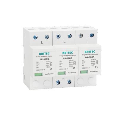 China BR-50GR 275 2P Ac Type 1 Spd Surge Protective Device Lightning Protection Arrester T1 T2 spd for sale