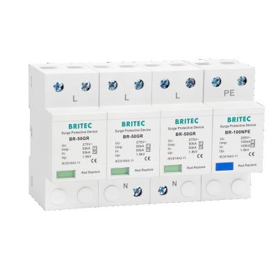 China BR-50GR 275 2P Ac Type 1 Spd Surge Protective Device Lightning Protection Arrester T1 T2 spd for sale