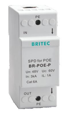 China BR-POE-M Protector contra sobretensiones RJ45 48V, protector de sobretensiones Ethernet, protector de sobretensiones de datos POE Power Over Ethernet, POE Gigabit 1000mbps, Rj45 Ethernet, protector de sobretensiones para exteriores, salida de red industrial, metal en venta