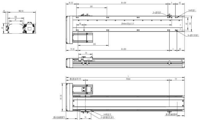 High Precision Linear Motion Module 1050mm Stroke Linear Stage 200W 9