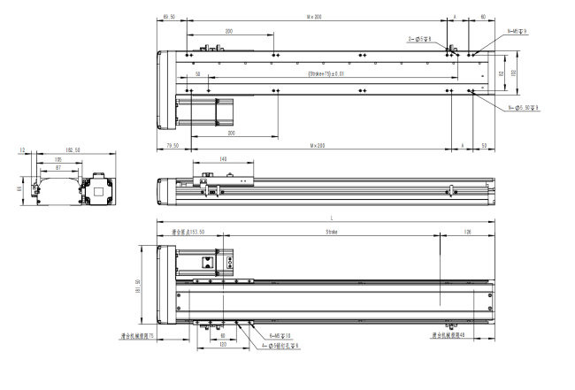 High Precision Linear Motion Module 1050mm Stroke Linear Stage 200W 10