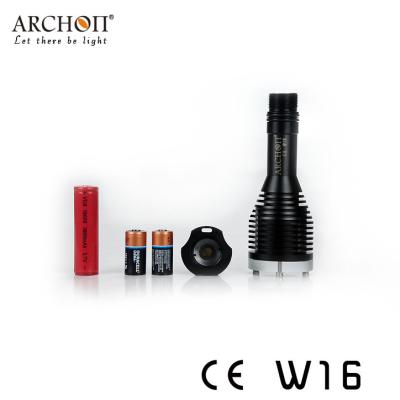 Cina W16 torcia elettrica nera di immersione subacquea del CREE XP-G R5 6500k LED, torcia subacquea durevole di tuffo in vendita