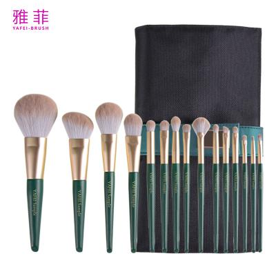중국 280A84915 금 페룰 15 pcs 메이크업 브러쉬 세트 목재 손잡이 화장품 브러쉬 세트 개인 레이블 판매용