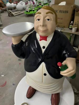 China Chef, waiter, parrot sculpture themed restaurant IP doll store FRP custom sculpture with pirate style for sale