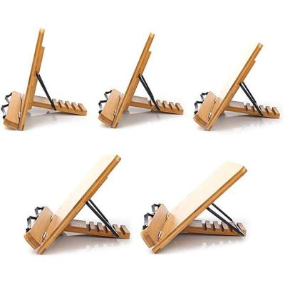 China Pine wooden holder for Tablet phone foldable wooden book stand for sale