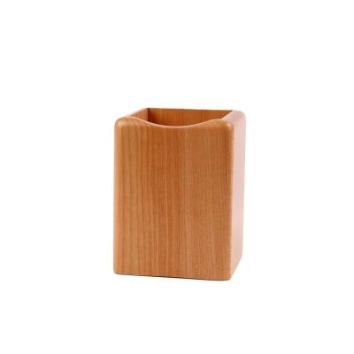 China Custom High Quality Simple Office Desktop Pencil Organizer Wooden Pen Holder for Students for sale