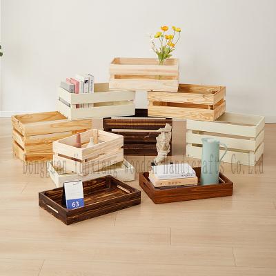 China Decorative Nesting Wooden Crates for Storage Display Rustic Wood Decorative Storage Crates with Handle for sale