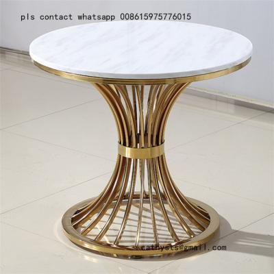 China Metal plated stainless steel marble table simple coffee round table for sale