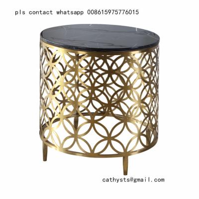 중국 gold-plating stainless steel marble table laser cutting design for hotel lobby 판매용