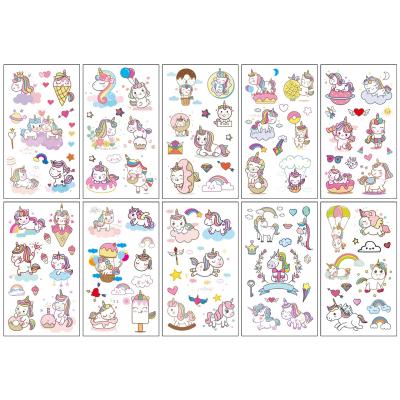 China Cartoon Uni-Corn Temporary Tattoo Stickers Water-Proof Body Art for Kids Cute Children & Mermaid Dinosaur Animals for sale