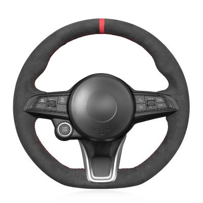 China Zwart vol suede stuurbekleding voor ALFA ROMEO Giulia Stelvio Tonale 2020-2022 Te koop