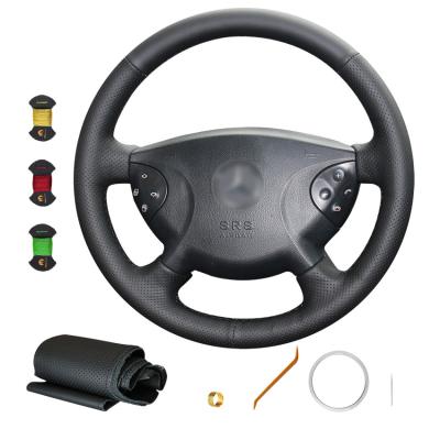 中国 メルセデス・ベンツ W210 E280 2007-2009 PU レザー 黒 DIY カーラップ ステアリングホイールのカバー 販売のため