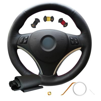 Cina Copertura del volante in pelle nera per BMW E90 320i 325i 330i 335i E87 120i 130i 120d in vendita