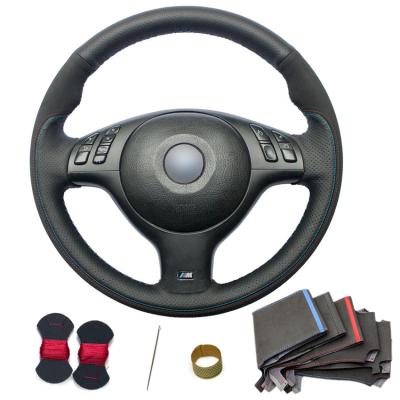 中国 BMW E46 E39 330i 540i 525i 530i 330Ci M3 2001-2003年向け 黒色パフォーレート革のステアリングホールのカバー 販売のため