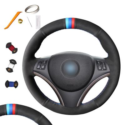 中国 ブラック スウェード レッドマーカー ステアリングホイールのカバー BMW E90 E87 120i 130i 120d 30*15*5cm 販売のため