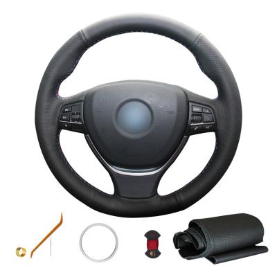 中国 ONE Car ONE テンプレート ブラック PU レザー ハンドシューティング ステアリング ホールのカバー BMW F10 523Li 525Li 2009 730Li 740Li 750Li 販売のため