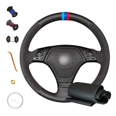 中国 赤い糸 DIY ブラック レザー スウェード ステアリングホイールのカバー BMW 3 シリーズ E36 E46 2000 販売のため
