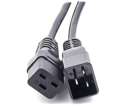 China VDE C19 To C20 3pin black extension power cord 0.5m-10m or OEM copper power extension cable for sale