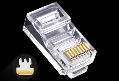 China RJ45 8P8C Plug Cat5e cat6 5u gold Modular Plug Connector Images Cable Entry for sale