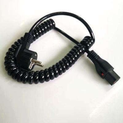 China European 3pin black spring power cord 0.5m-10m copper power cable with lock free sample for sale