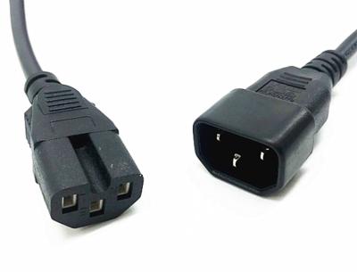 China High quality 3pin C14 exchange to C15 black extension power cord 0.5m-10m copper power extension cable for sale