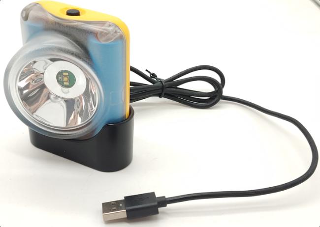 Close-up view of mining light showing LED components