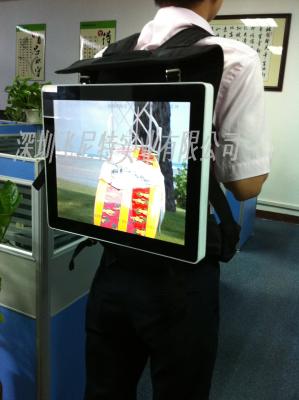 Cina Schermo commovente del contrassegno di Digital della rete dell'esposizione 3g di pubblicità dello zaino di colore pieno in vendita