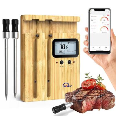 China Digital BLE Bluetooth Wireless Dual Needle Meat Thermometer 50m APP Monitoring Thermometer Smart Alarm Grill Thermometer for sale