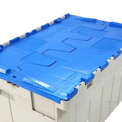 China Solid Box Style FIRST 600*400*315mm Moving Storage Nestable and Stackable Plastic Crate with Lid for sale