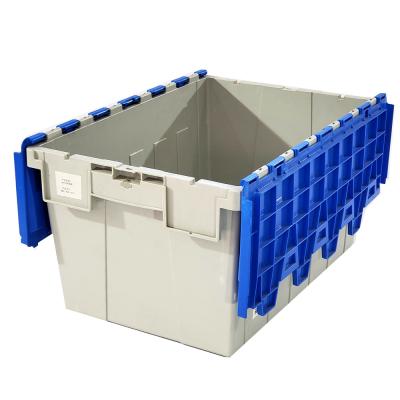 China Solid Box Style FIRST 600*400*315mm Moving Storage Nestable and Stackable Plastic Crate with Lid for sale