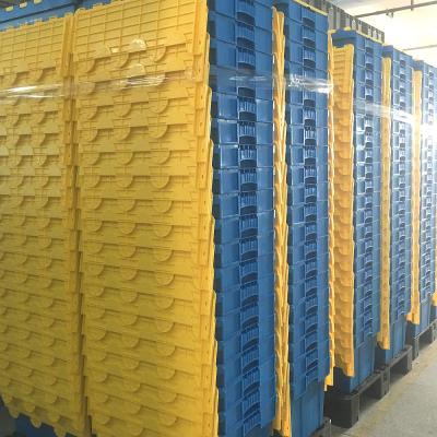 China Solid Box Style FIRST 600*400*315mm Moving Storage Nestable and Stackable Plastic Crate with Lid for sale