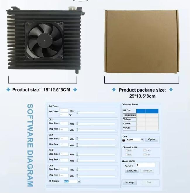 Dds 50W High Power Integrated Module 200-6GHz Customizable Broadband Amplifier Alarm Switch Over-Temperature Anti Fpv Drone Module