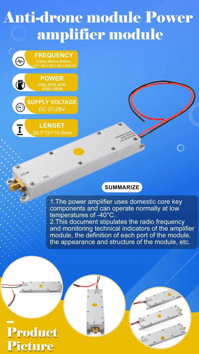 433MHz 30W GaN RF Amplifier Module for Anti Drone Defense System Anti Fpv Detection