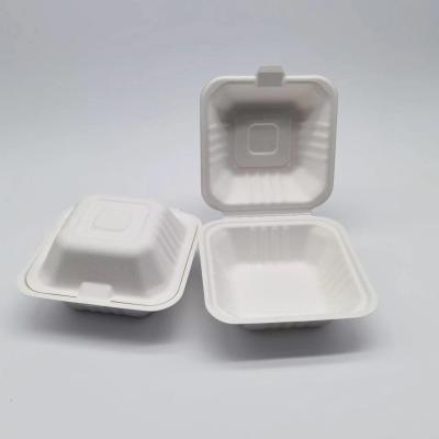 China Disposable Compostable Bagasse Hamburger Box Various Sizes Oil Proof for sale