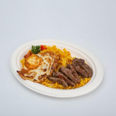 Cina Non contenenti PFAS Disponible Eco-friendly Sugarcane Bagasse Large Oval Pulp Plates in vendita