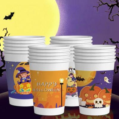 China Individuell bedruckte Halloween-Einweg-Pappbecher mit Deckel & Strohhalmen – Für Heiß-/Kaltgetränke & Partygebrauch zu verkaufen