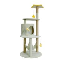 Quality Commercial Buyers' Choice Light Green Cat Tree with Short Plush and Hanging Toys for sale