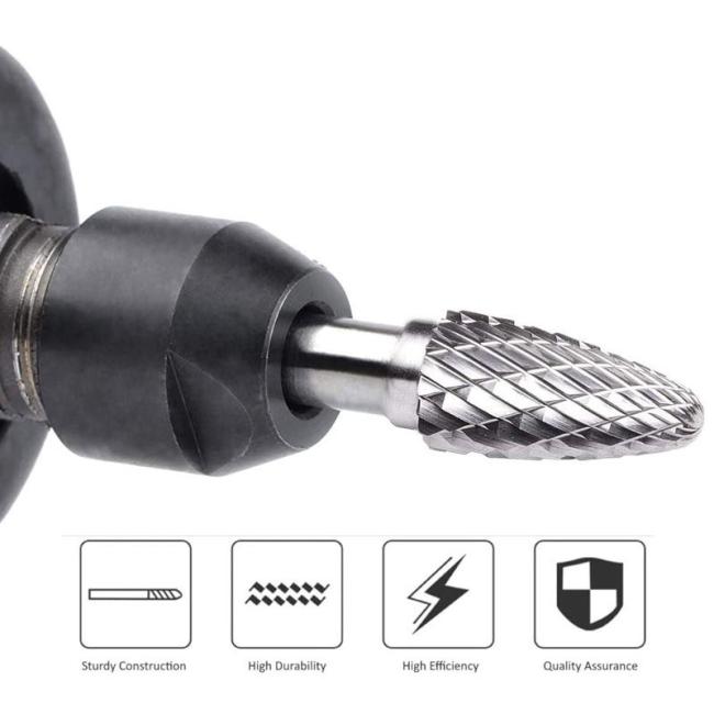 8PCS 6mm Shank Diameter Tungsten Carbide Rotary File Burr Set