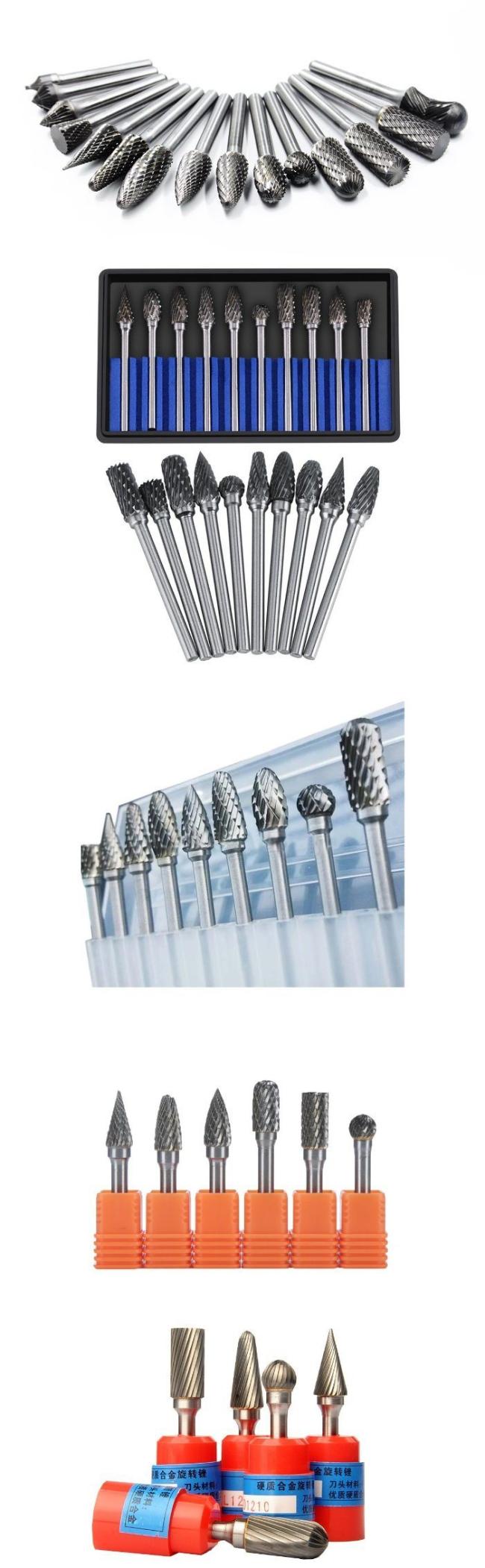 Power Tools 6.35mm Shank Dia Burr Carbide File Tungsten 10PCS Carbide Rotary Set Sf-5 Tungsten Carbide Burrs Set