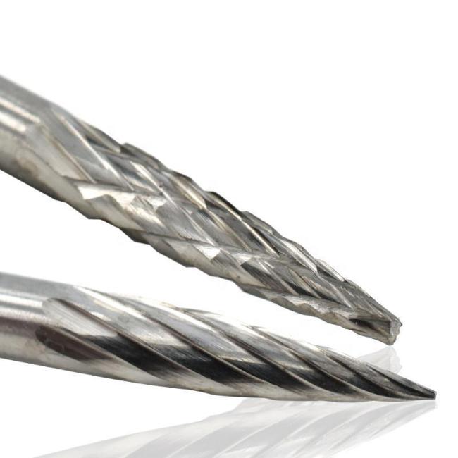 20PCS Solid 3X3 mm 1/8" Inch Shank 3mm Tungsten Carbide Rotary Files Burrs Conical Grinding Burrs Set