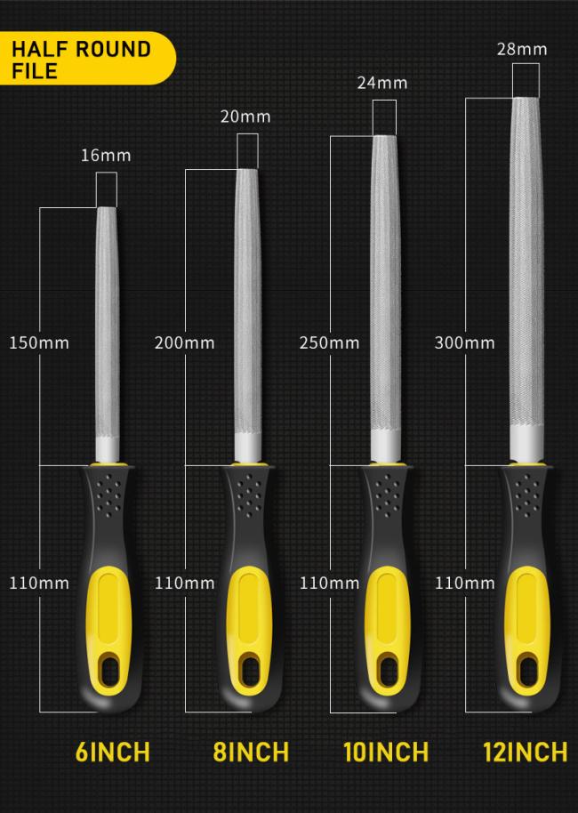 Hand Polishing Grinding Tool High Carbon Steel Half Round File