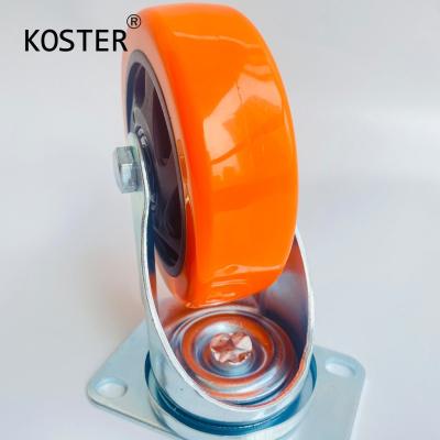 Cina 2.5 pollici a 5 pollici Arancio PVC PU Industrial Caster Arancio ruote di ricino girevole campioni in vendita