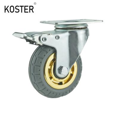 Cina Ruota di plastica da 3 a 5 pollici Golden Free Wheel Trolley Dustbin Spessore di ricino 32 mm in vendita