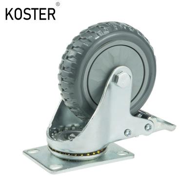 Cina 110 kg carico massimo 3-5 pollici grigio ruota libera gomma carrello di plastica cestino di polvere ruote caster in vendita