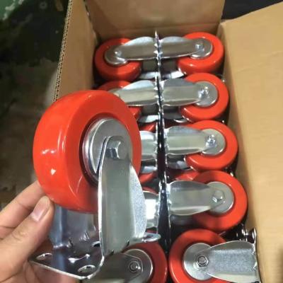 China 3 4 5 inch Rood PVC Castor Stem Draaiend Trolley Wheel Casters glad en flexibel Draaiend Te koop