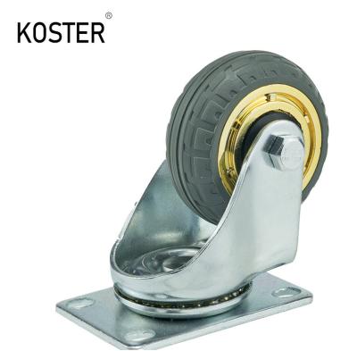 China 103mm/128mm/155mm Industrie Duty Golden Wheel Free Rubber Plastic Trolley Dustbin Casters Te koop