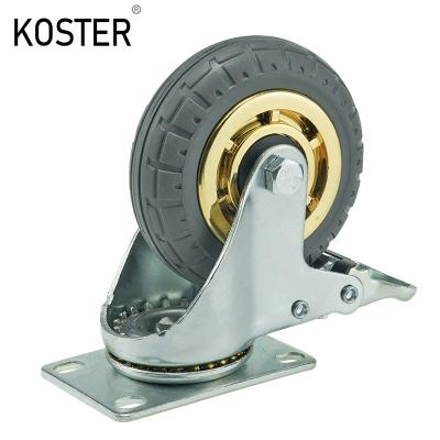 China 3 inch 4 inch 5 inch Light Duty Golden Free Wheel Rubber Plastic Trolley Dustbin Castor Wheel Te koop