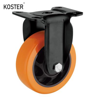 China 75 mm 3 inch draaiend PU/PVC rolwiel voor industriële trolley meubels in Oranje Te koop