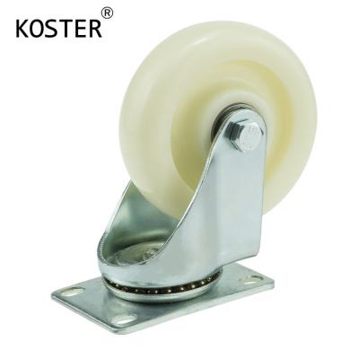 China 4 inch draaibare instrumentenrol met wit vergrendelende PP/PA nylon industriële wielen Te koop